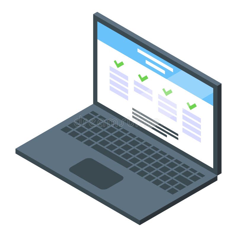 Laptop Showing Checklist on Screen for Online Survey Stock Vector ...