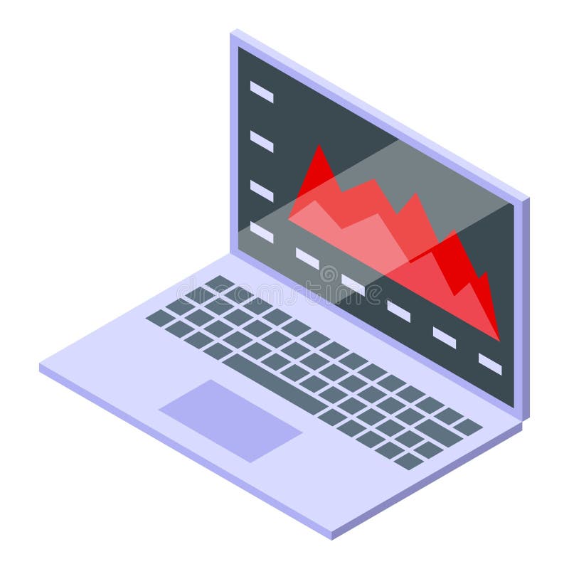 Laptop Showing Decreasing Graph on Screen for Business Analytics Stock ... Laptop Showing Decreasing Graph on Screen for Business Analytics Stock ...