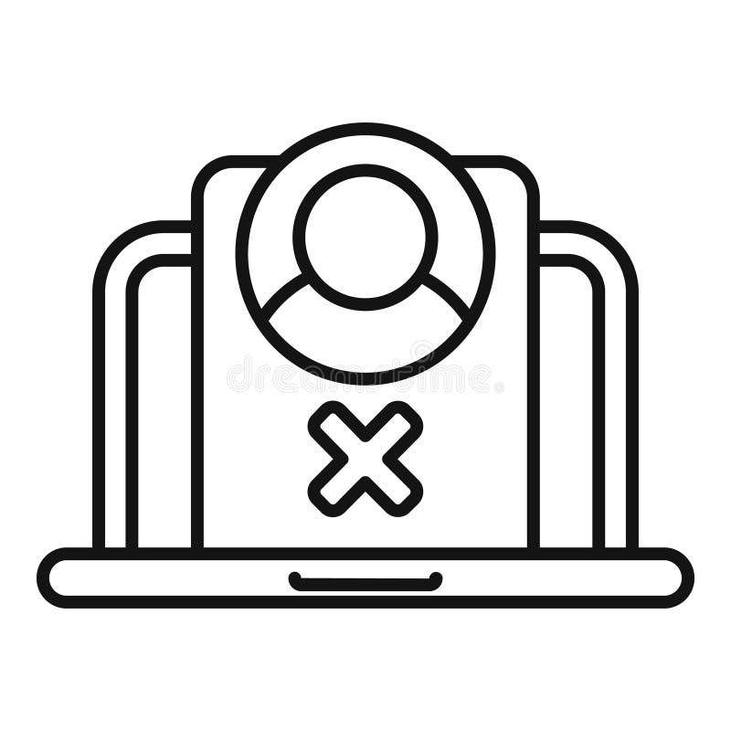 Laptop Showing Delete Account Icon for Online User Profile Stock Vector ...