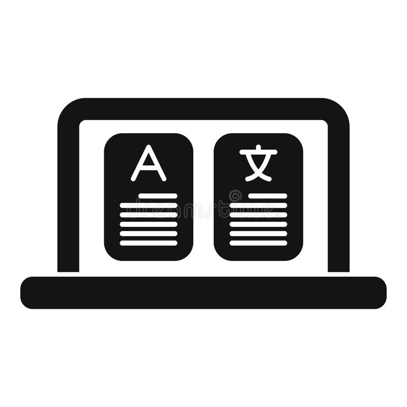 Laptop Showing Digital Translation Icon Representing Language Learning ...
