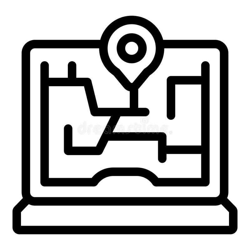 Laptop Showing Gps Location Tracking App with City Map Stock Vector ...