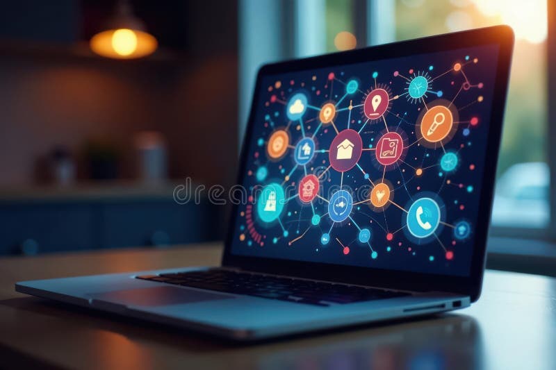 Laptop Showing Interconnected Icons Representing a Robust Regulatory ...