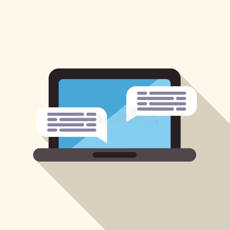 Laptop Showing Online Messaging Application with Chat Bubbles Open ...