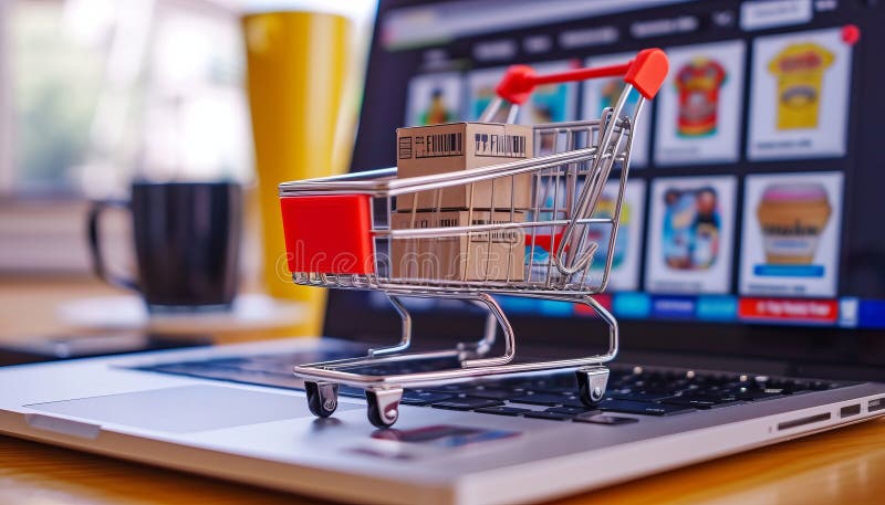 Laptop Showing Online Shop. Ecommerce and Online Shopping Concept Stock ... Laptop Showing Online Shop. Ecommerce and Online Shopping Concept Stock ...