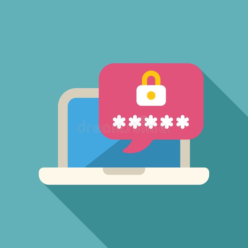 Laptop Showing Password Requesting Notification with Padlock Symbol ...