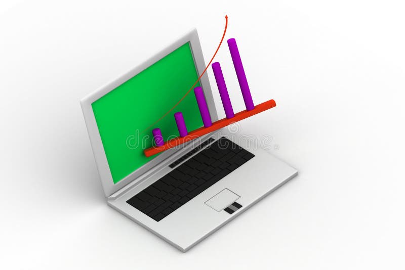 Laptop Showing a Spreadsheet and a Paper Stock Illustration ...