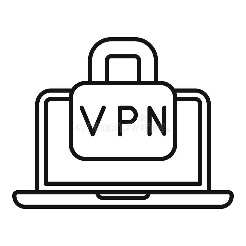 Laptop Showing Vpn with Padlock Icon Representing Online Security Stock ...