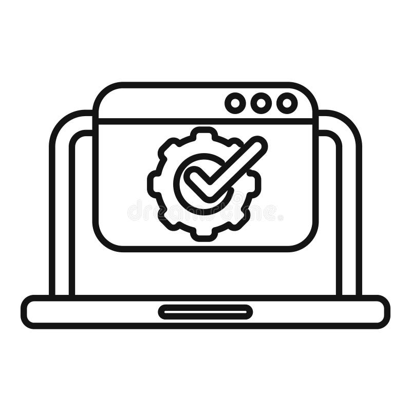 Laptop Showing Web Page with Checked Gear Icon for System Update Stock ...