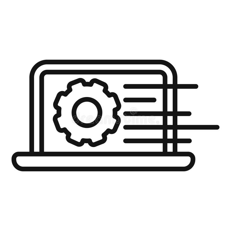 Laptop Showing Working Processing System with Rotating Gear Stock ...