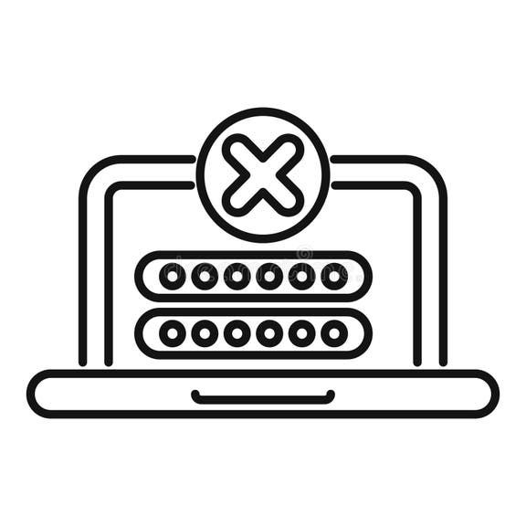 Laptop Showing Wrong Password Notification with Cross Mark Icon Stock ...