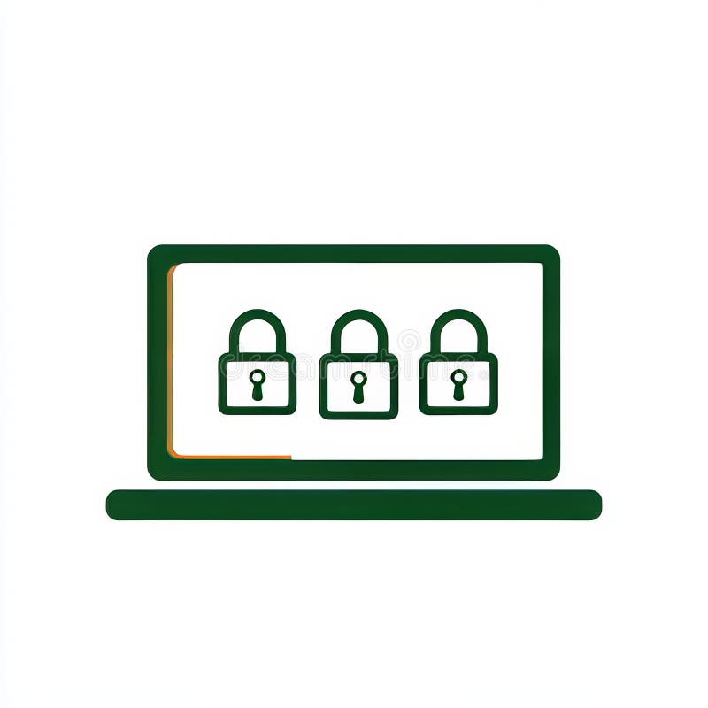 A Laptop is Shown with Network Security Icons and Lock Symbols on a ...