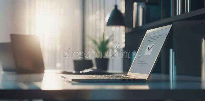 Laptop Shows Email Desk Office Communication Work Stock Photos - Free ...