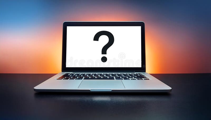Laptop Shows Question Mark, Representing Ask, Answer, Thinking, Problem ...