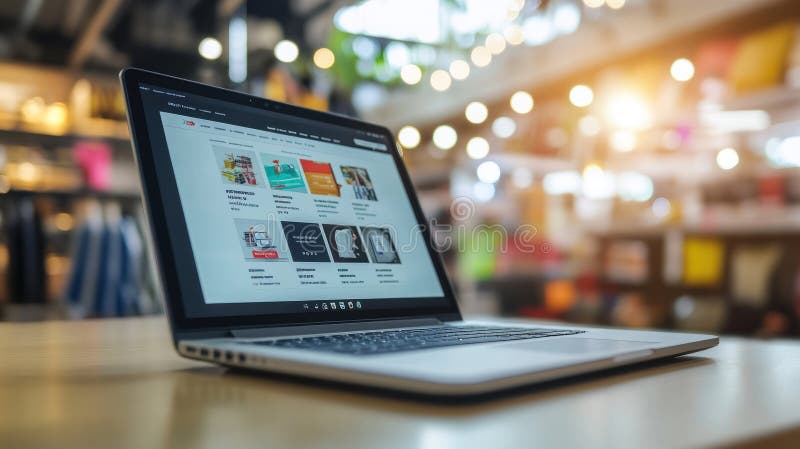 Laptop Side Angle with E-commerce Display Stock Illustration - Illustration of product ...
