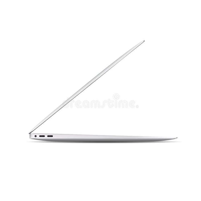 Laptop Side View. Thin Notebook Computer Isolated on White Background ...