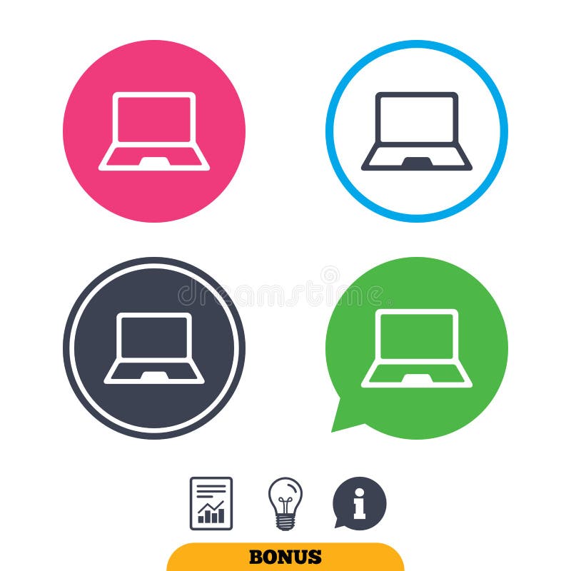 Laptop Sign Icon. Notebook Pc Symbol Stock Vector - Illustration of ...
