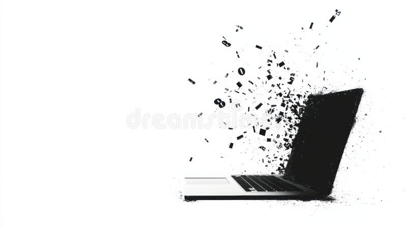 A Laptop Silhouette Emits a Cascade of Falling Numbers, Symbolizing ...
