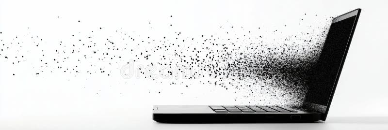 A Laptop Silhouette Emits Falling Numbers, Symbolizing the Essence of ...