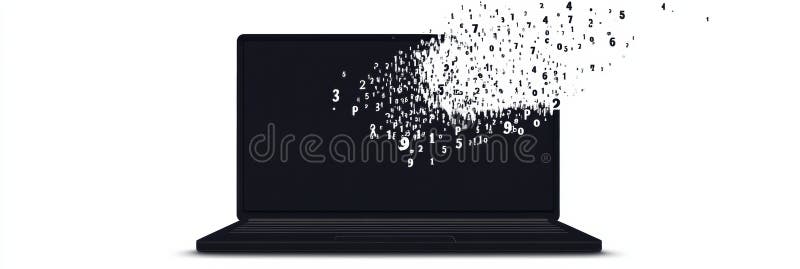 A Laptop Silhouette Releases a Cascade of Falling Numbers, Illustrating ...