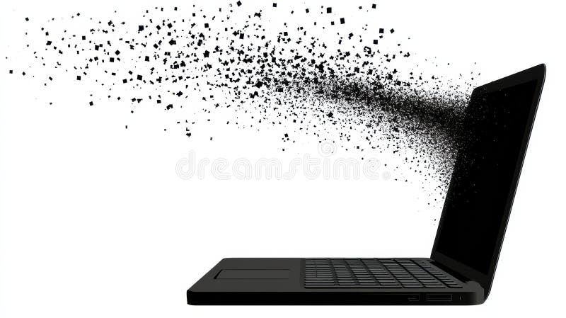A Laptop Silhouette Releases a Cascade of Falling Numbers, Symbolizing ...