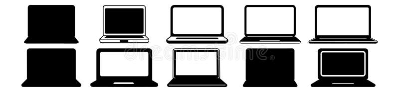 Laptop Silhouettes Set, Pack of Vector Silhouette Design, Isolated ...