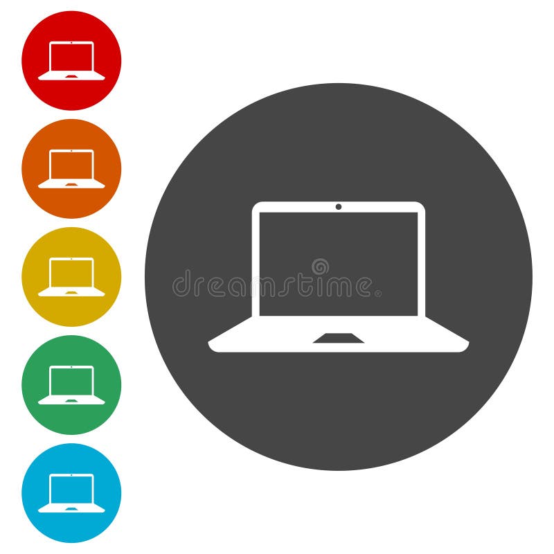 Laptop Simple Flat Icon on Circle. Illustration Icon Stock Vector ...