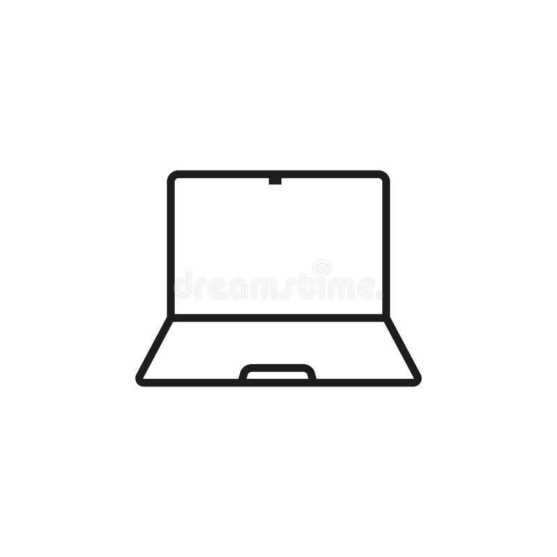Laptop, a Simple Linear Drawing on a White Background, Technology and ...