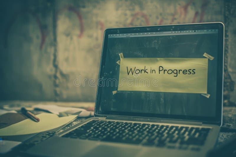 A Laptops Work in Progress stock illustration. Illustration of business ...