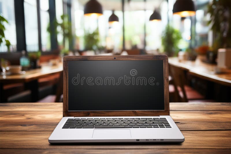 A Laptop Sits Open on a Wooden Classroom Desk Stock Illustration ...