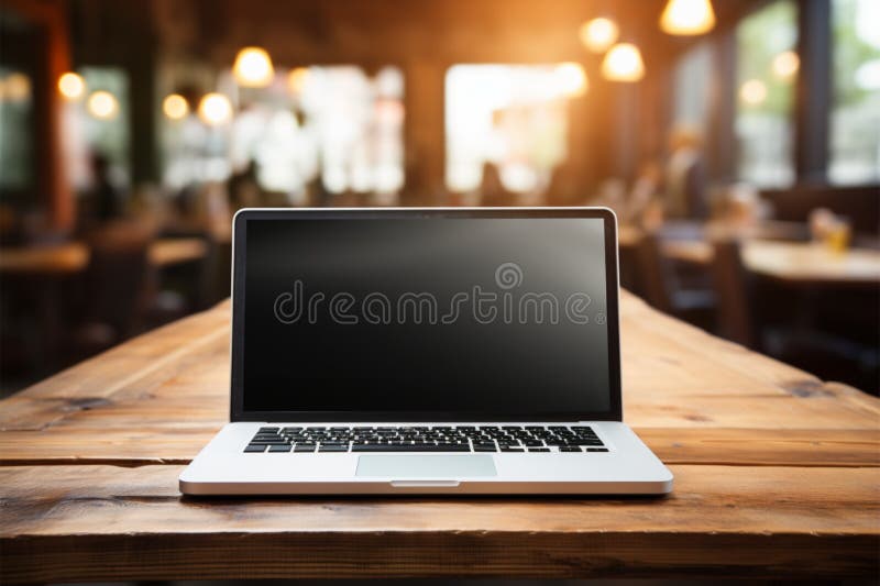 A Laptop Sits Open on a Wooden Classroom Desk Stock Illustration ...