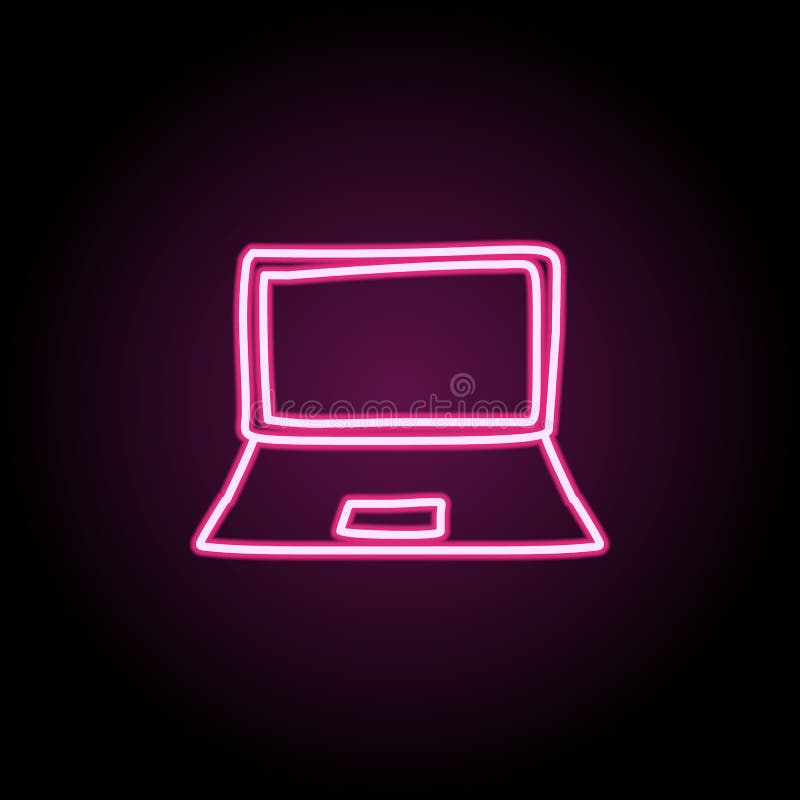 A Laptop Sketch Neon Icon. Simple Thin Line, Outline Vector of ... A Laptop Sketch Neon Icon. Simple Thin Line, Outline Vector of ...