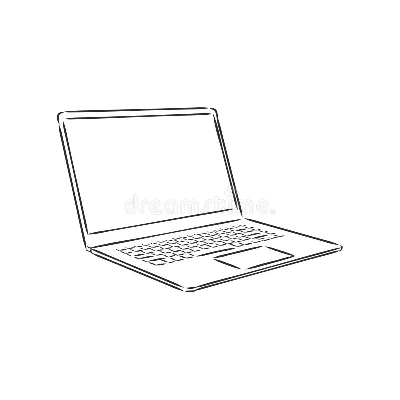 Laptop Sketch Vector Illustration, Laptop Vector Sketch Illustration ...