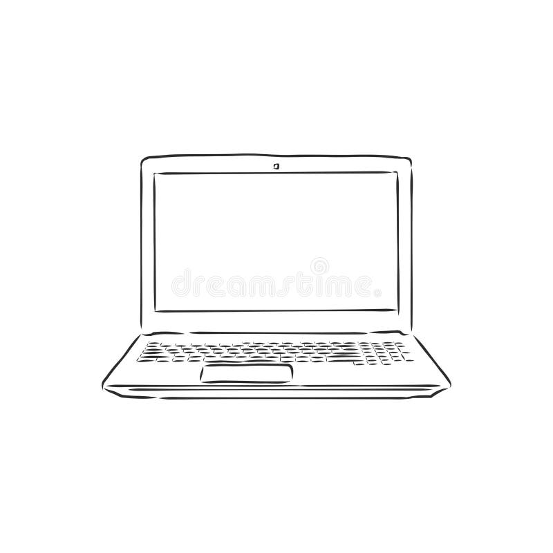 Laptop Sketch Vector Illustration, Laptop Vector Sketch Illustration ...