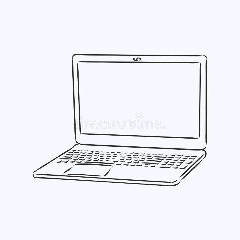 Laptop Sketch Vector Illustration, Laptop Vector Sketch Illustration ...