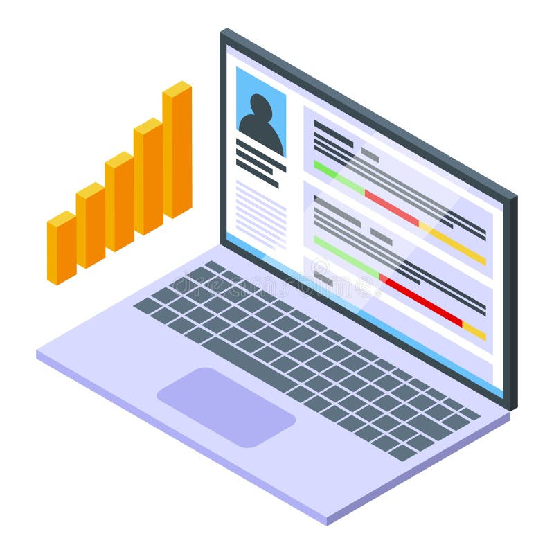 Laptop Skill Level Icon Isometric Vector. Training Beginner Stock ...