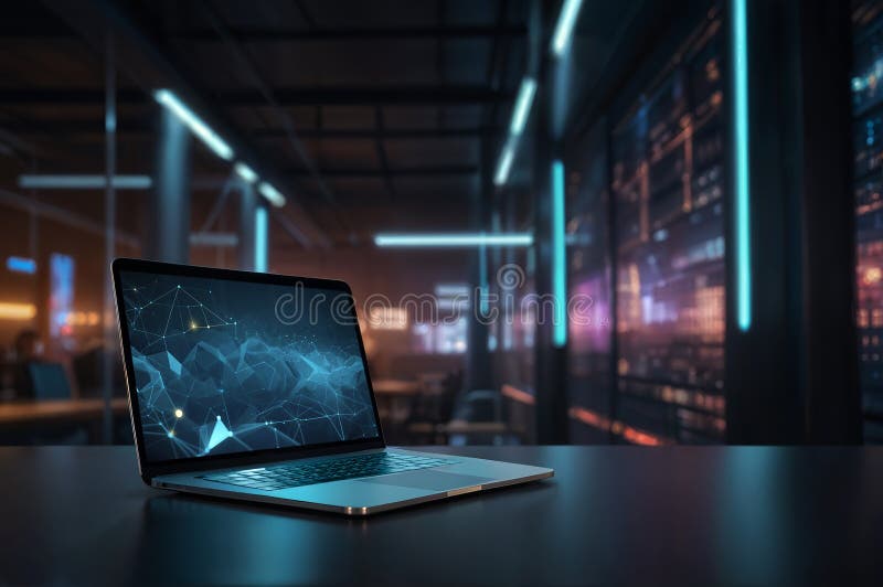 A Laptop in a Sleek, Futuristic Workspace Setting Cutting-edge ...