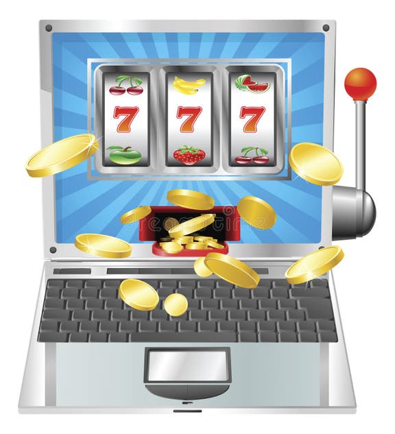 Laptop Slot Machine Concept Stock Vector - Illustration of coins ...