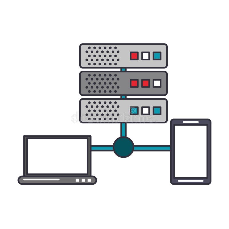 Laptop and Smartphone Connected To Database Servers Stock Vector ...