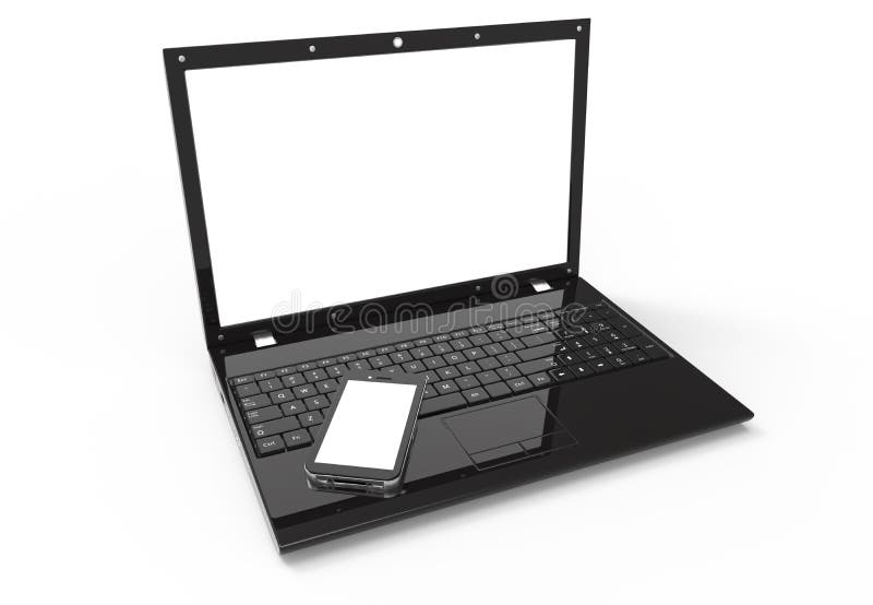 Laptop and smartphone stock illustration. Illustration of computer ...