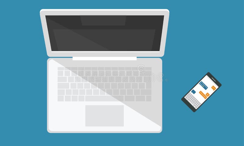 Laptop with smartphone stock illustration. Illustration of devices ...