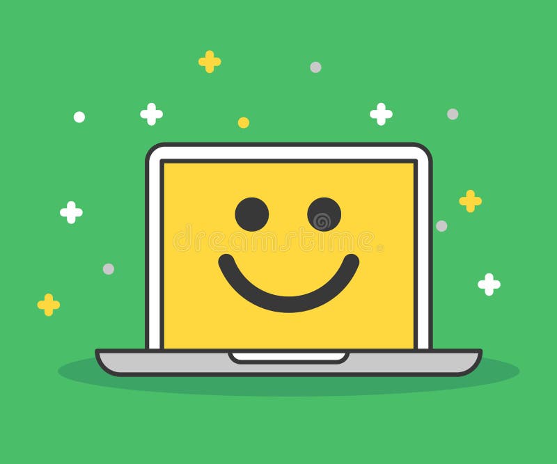 Laptop with Smile on Screen Stock Vector - Illustration of book ...