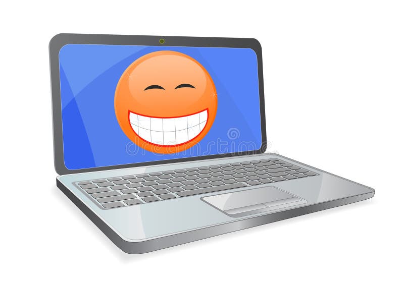 Laptop with Smile on Screen Stock Vector - Illustration of book ...