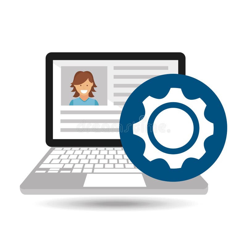 Laptop Social Profile Progress Icon Stock Vector - Illustration of ...