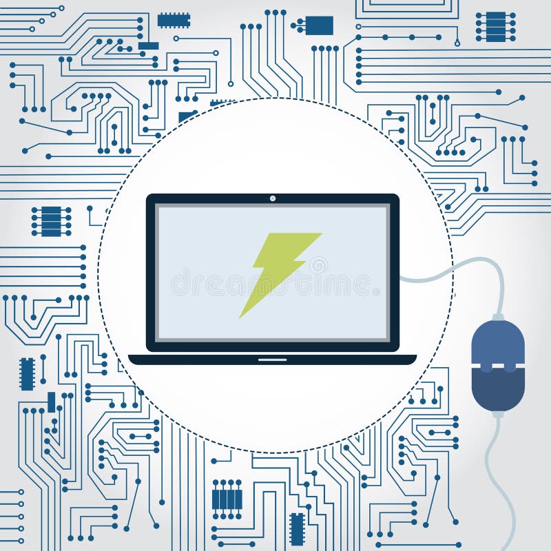 Man Plugged into Laptop stock illustration. Illustration of computing ...