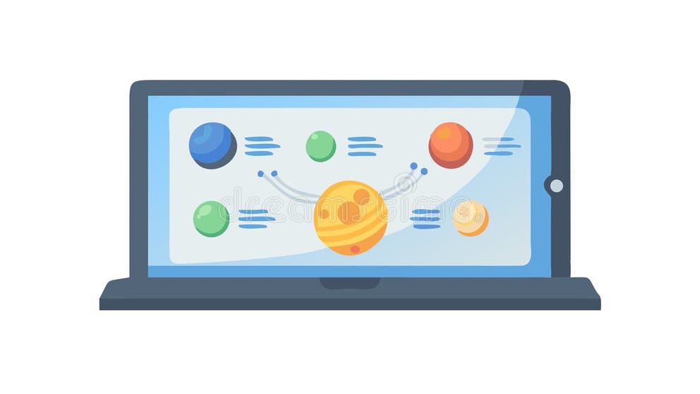 Laptop with Solar System Planets, Digital Learning. Vector Design ...