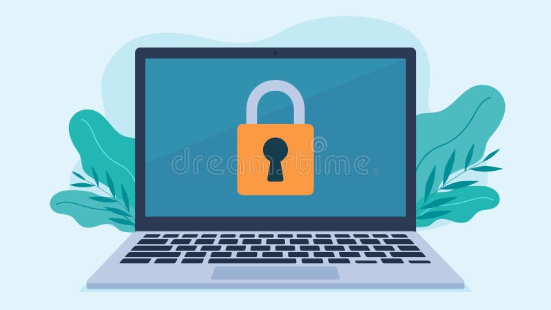Colorful Graphic of a Closed Padlock on a Laptop Screen. Stock ...
