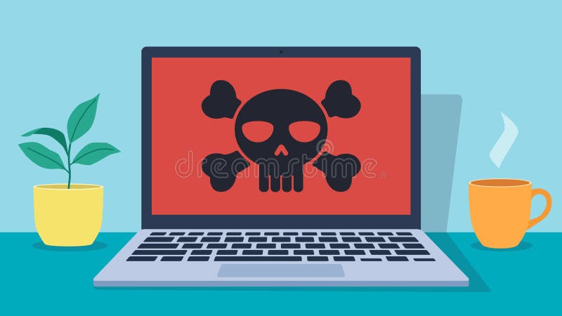 Virus Laptop Standing on the Desk. on the Laptop Screen There is a ...