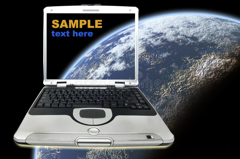 Laptop in space stock photo. Image of office, silver, slots - 7408596