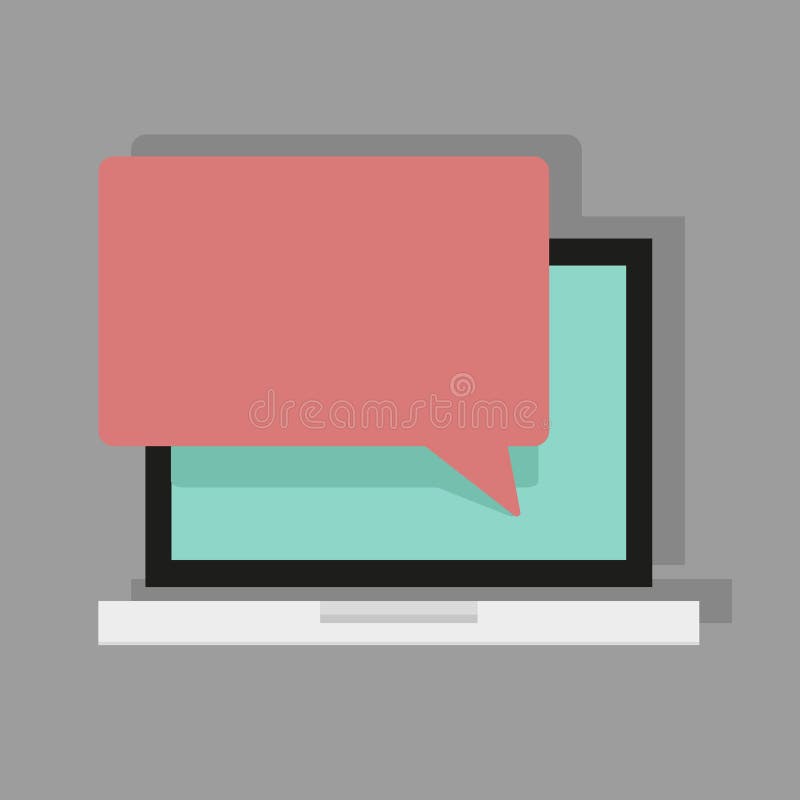 Laptop with Speech Bubble. Online Communication Concept. Vector ...