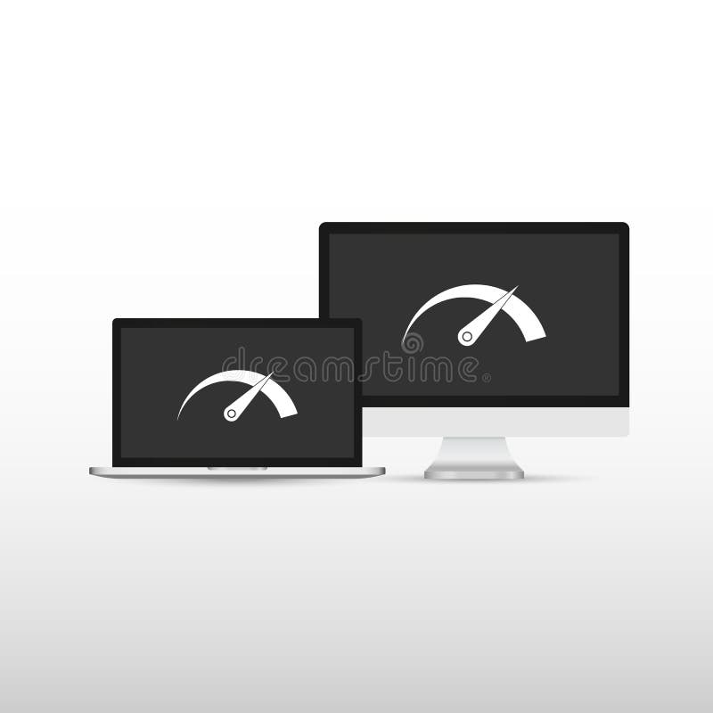 Laptop with Speed Test on the Screen. Vector Illustration Stock Vector ...